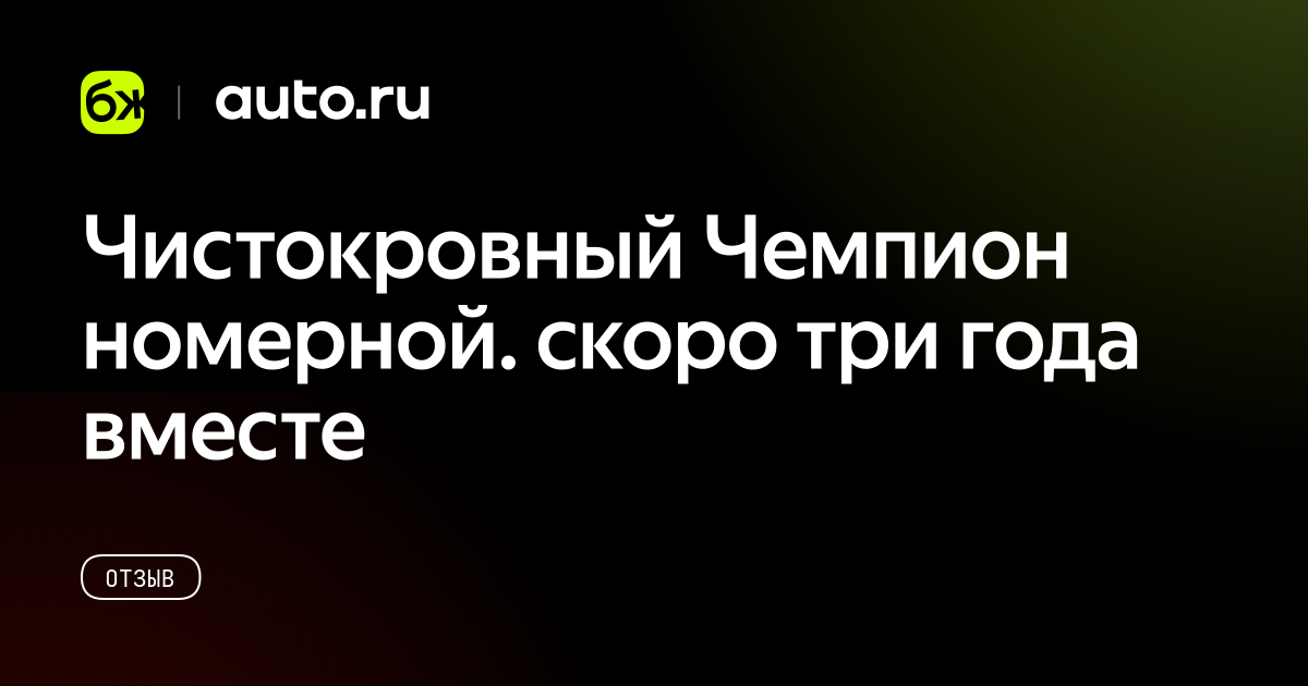 Чистокровный Чемпион номерной. скоро три года вместе - отзыв владельца ...